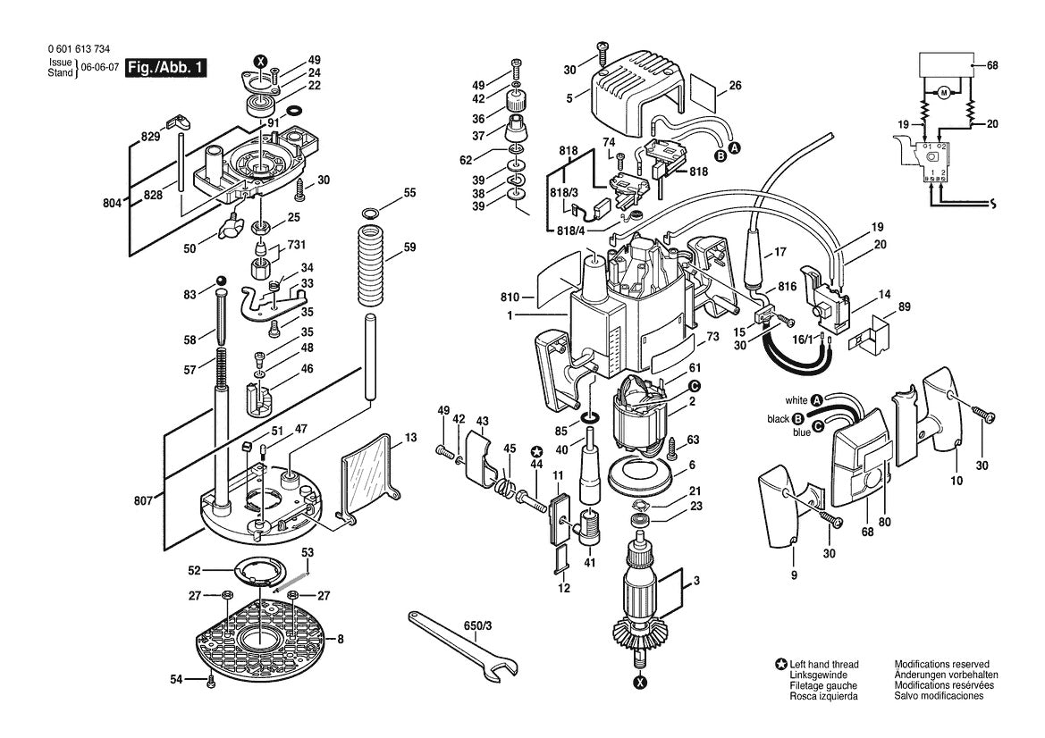601613735 Bosch Router Parts Diagram
