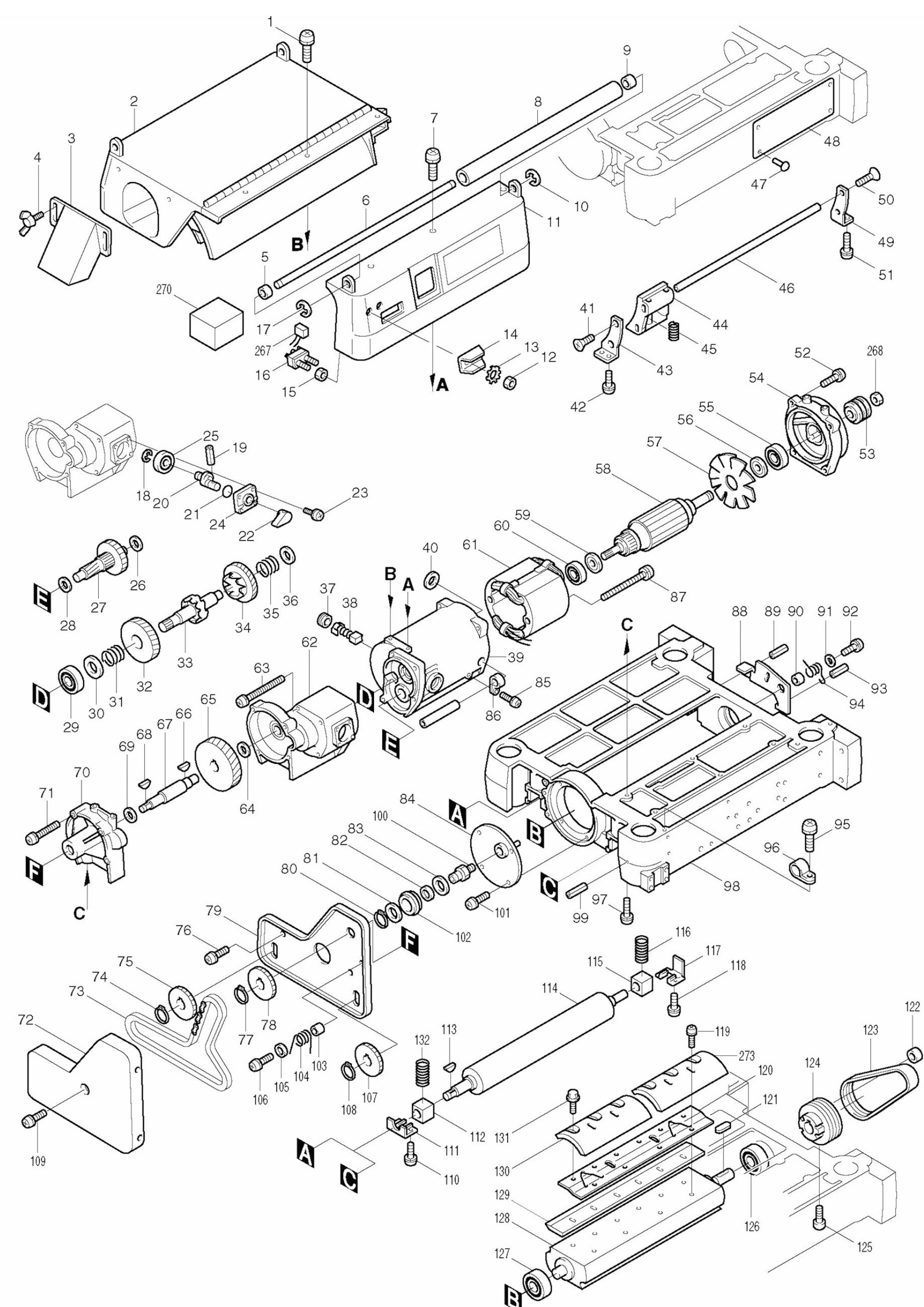 2030N 12 Inch Planer Jointer Planer Assembly Parts 1 By Makita | Danse USA