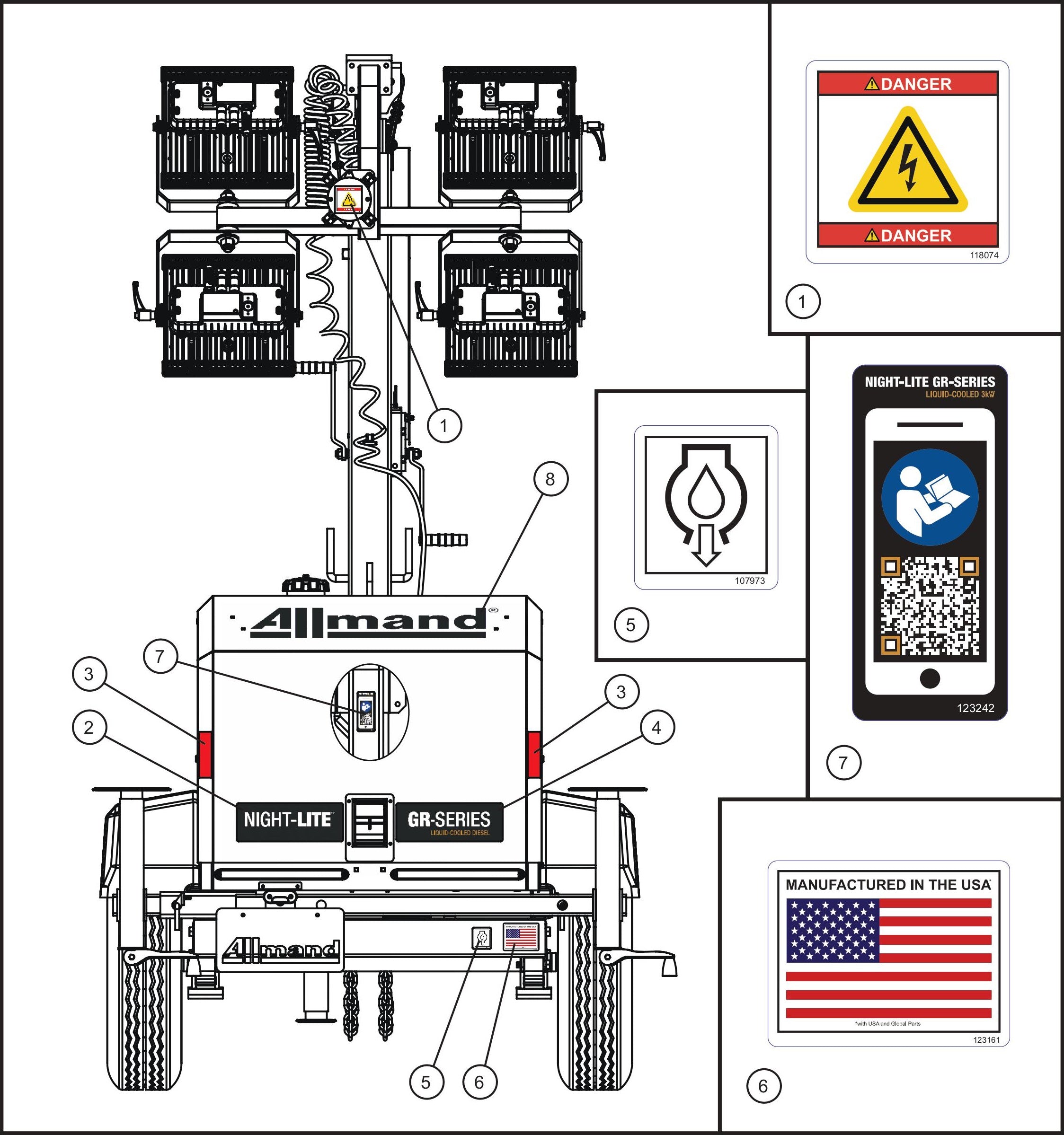 GR Series 3kW Night-Lite - Rear Side Decals-I Assembly Parts For Light ...
