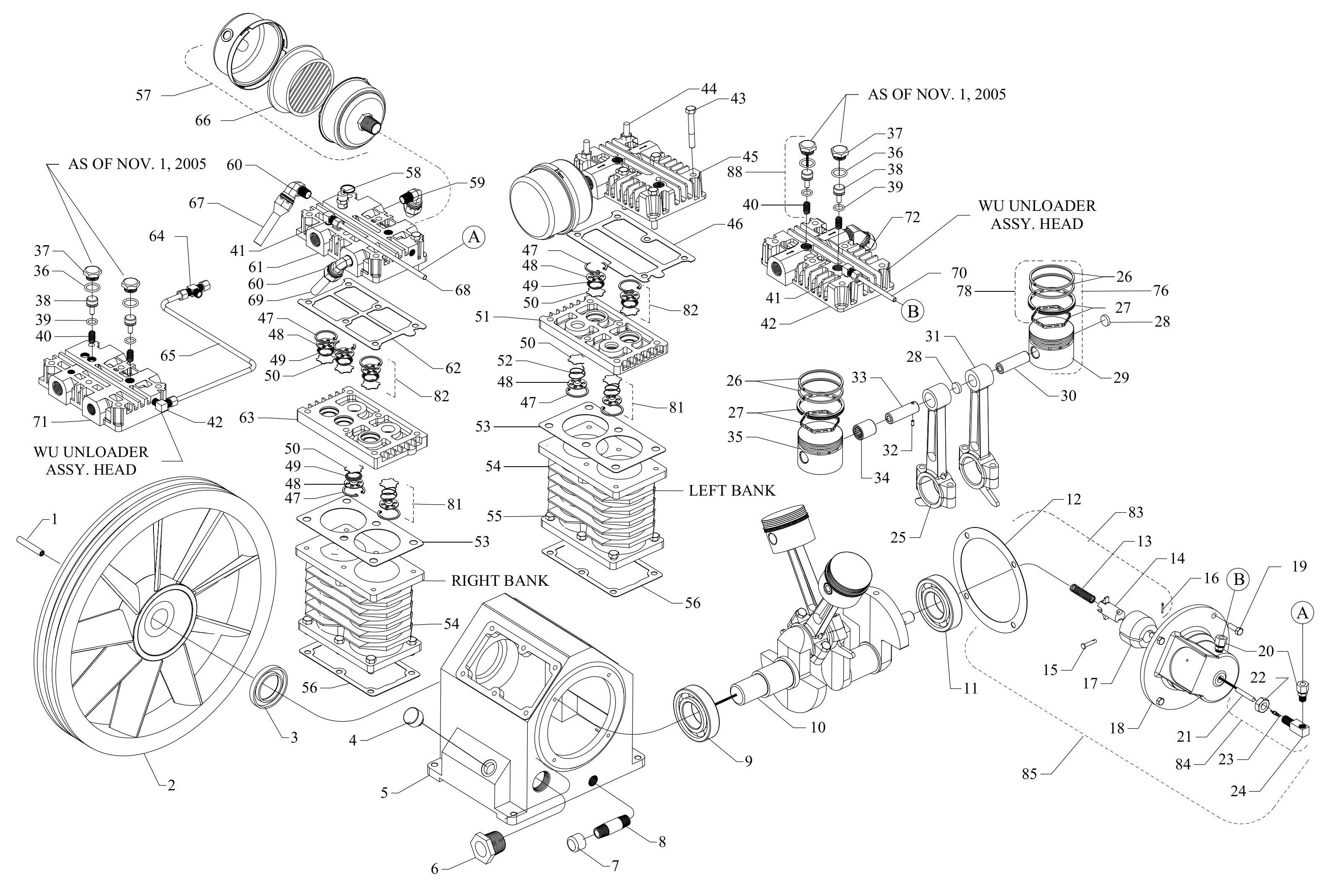 2W5C-80C-SSC Four Cylinder Two Stage Assembly Parts | Danse USA