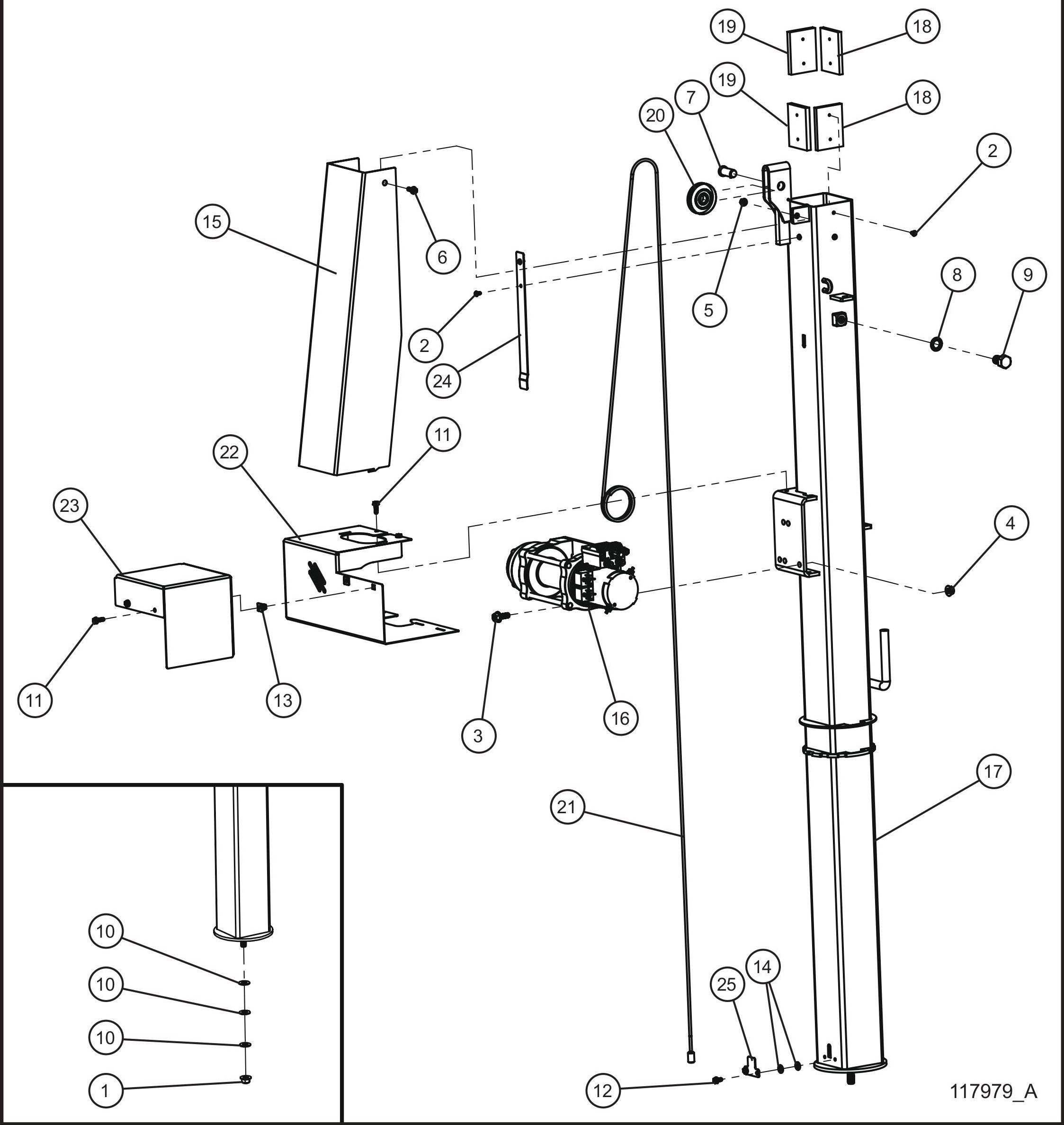 GR Series 6kW Night-Lite - Electric Winch Tower Section 1 Assembly Par ...