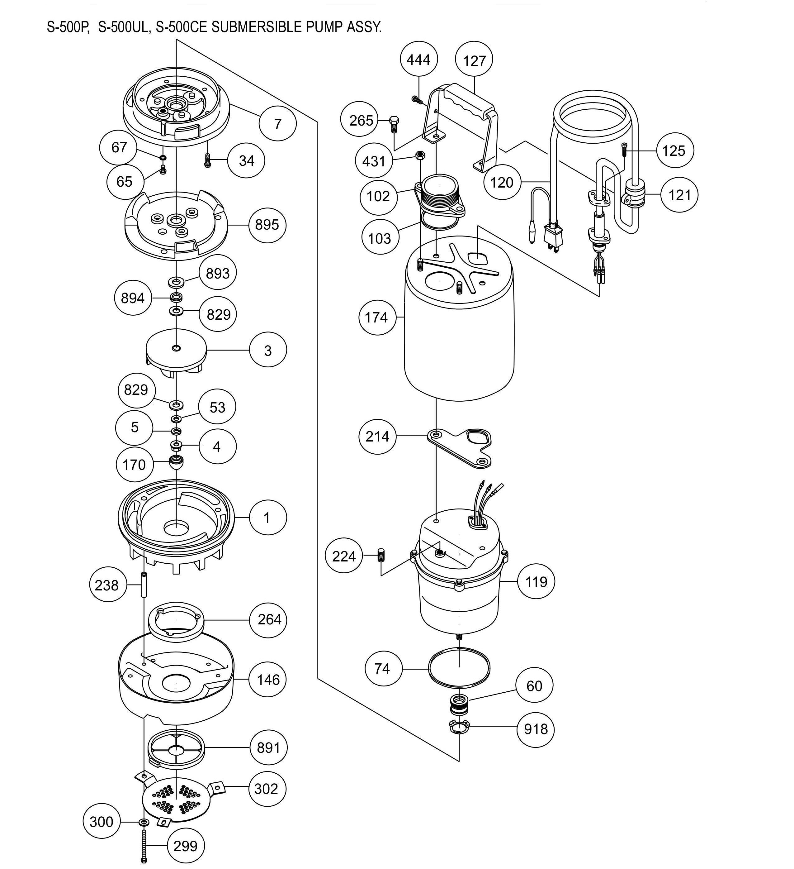 S500 Electric Submersible Pump Assembly Parts