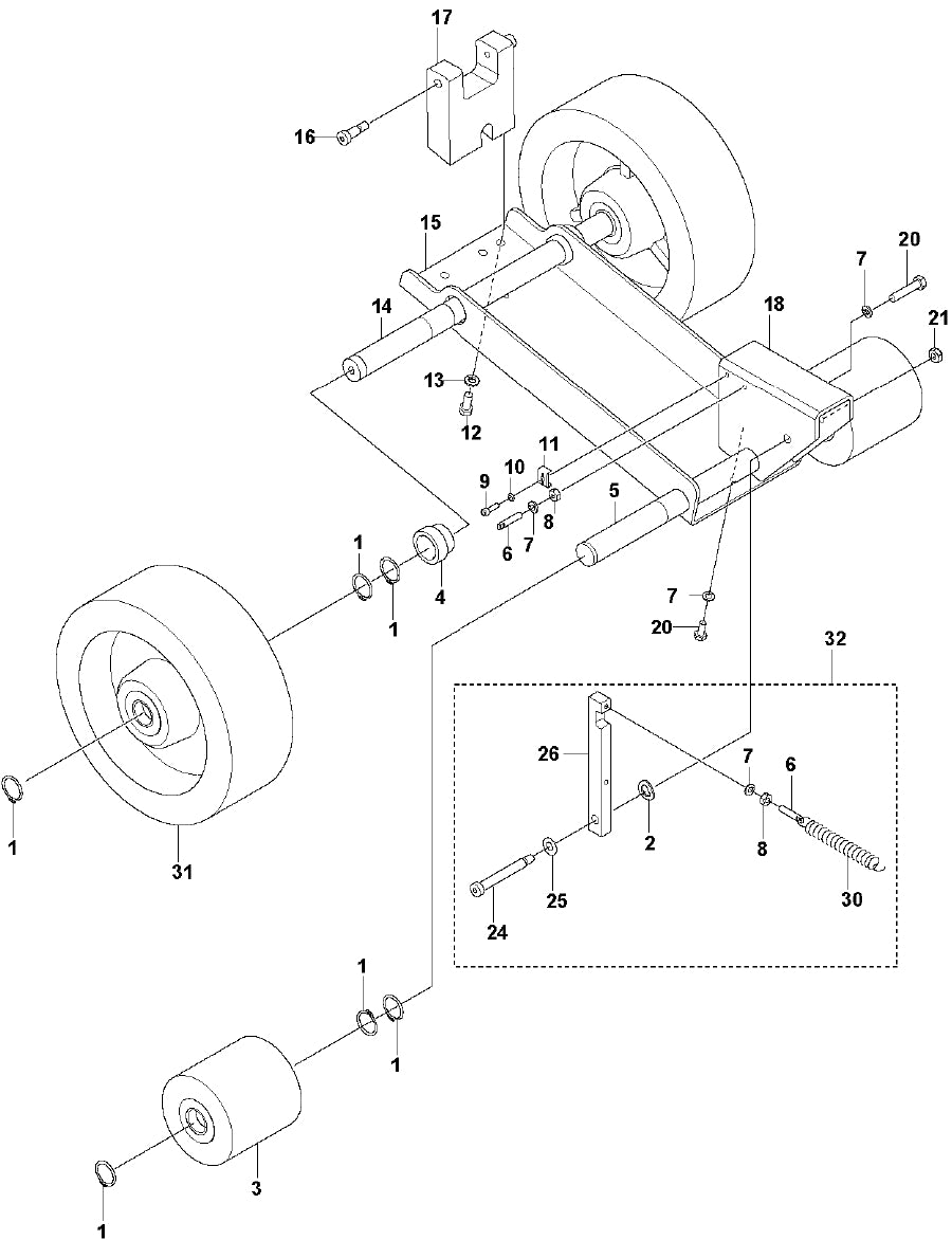 Front Wheel Carriage Assembly Parts for Soff Cut 2000 Saw by Husqvarna