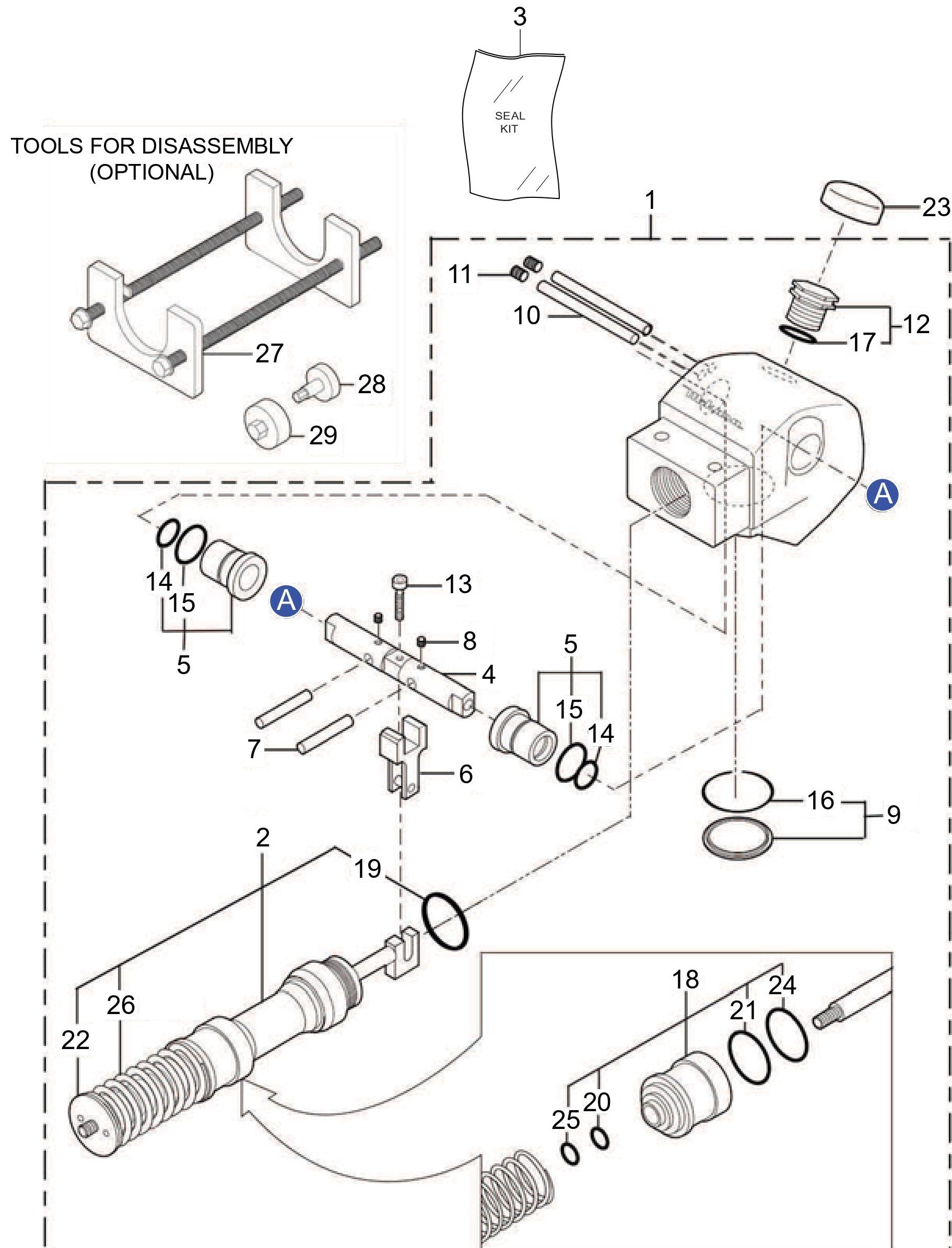 MVH308DZ Hydraulic Hand Pump Assembly Parts